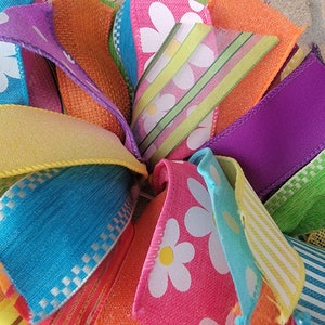 Colorful Spring Ribbon Wreath, Festive Front Door Decor, Summer Spring ...