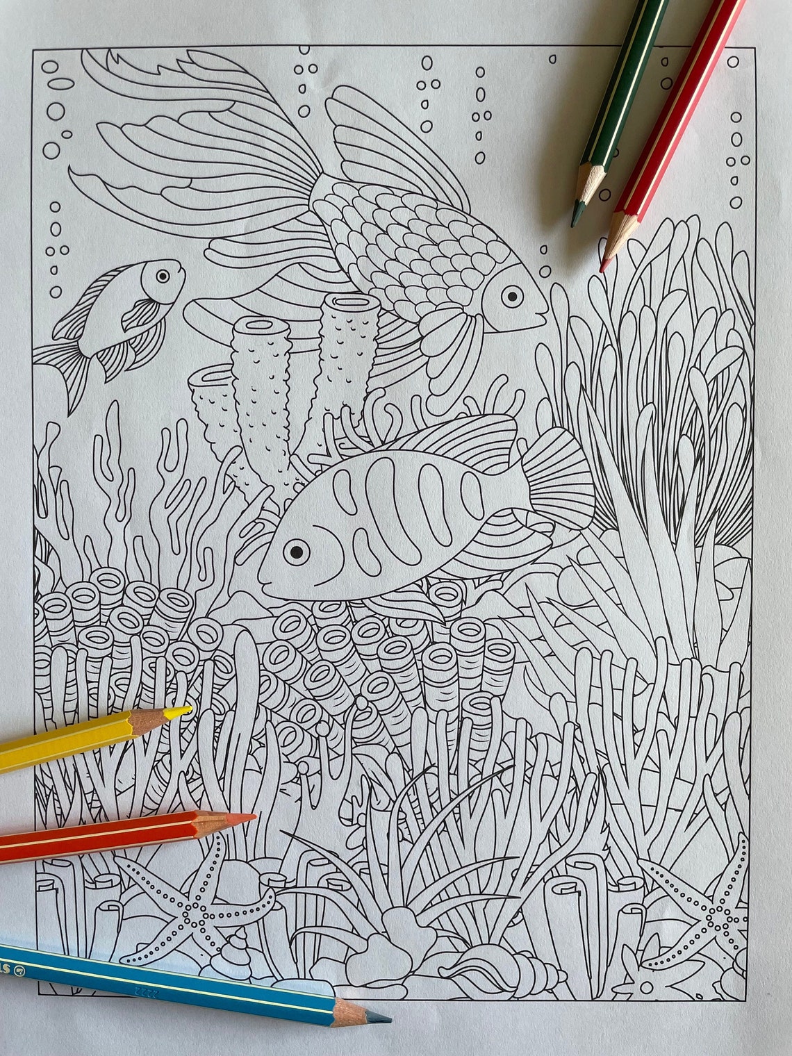 Coloring Page: Fishes | Instant Download | Unlimited Prints - Etsy