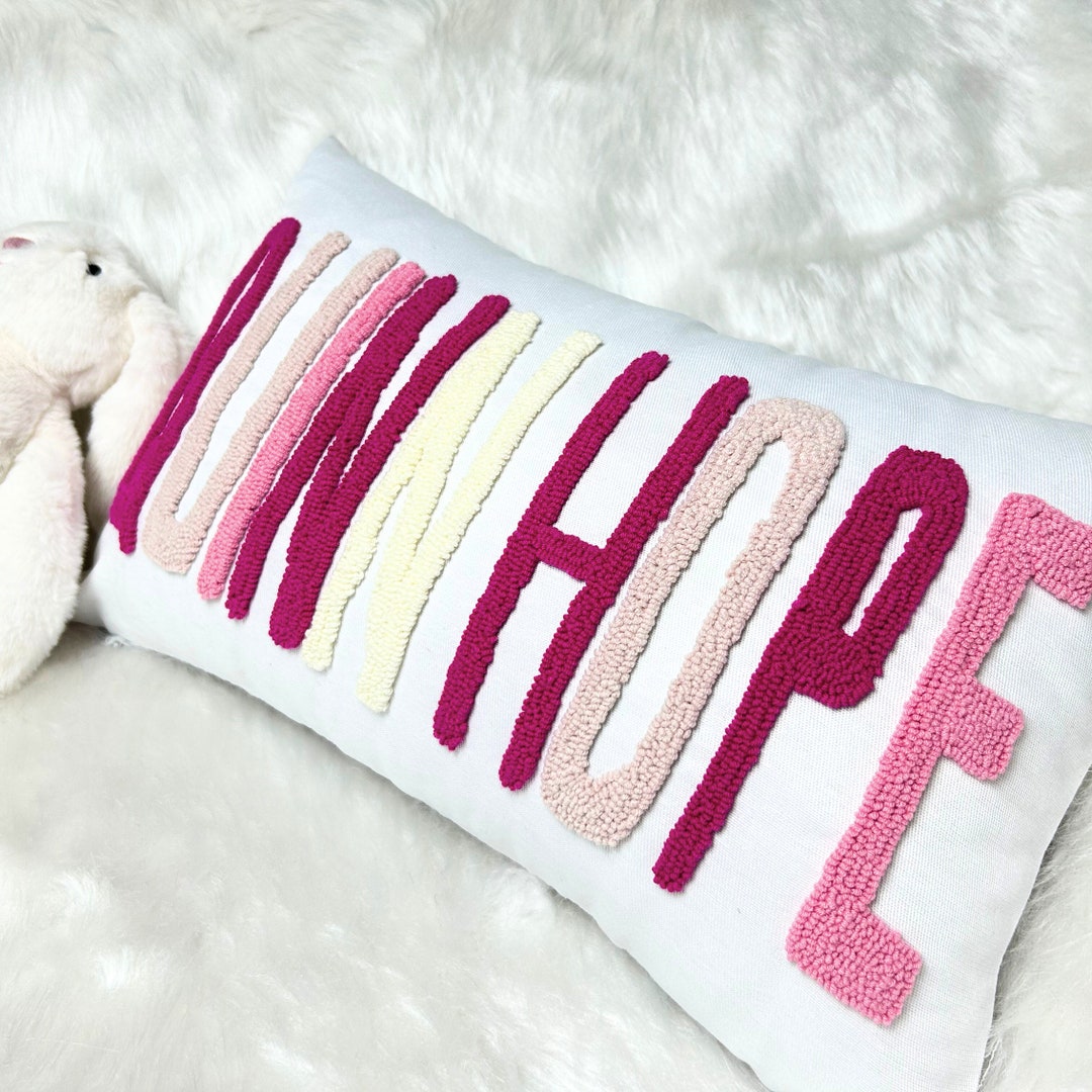 Custom Name Punch Needle Pillow Cover, New Mom Gift, Baby Girl Nursery ...