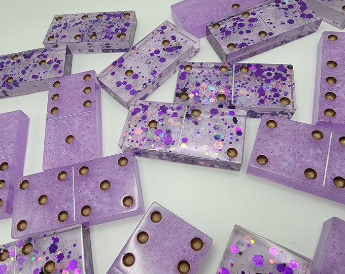 A Royal Party Purple Glitter Double Six 28 Piece Domino Set - Etsy