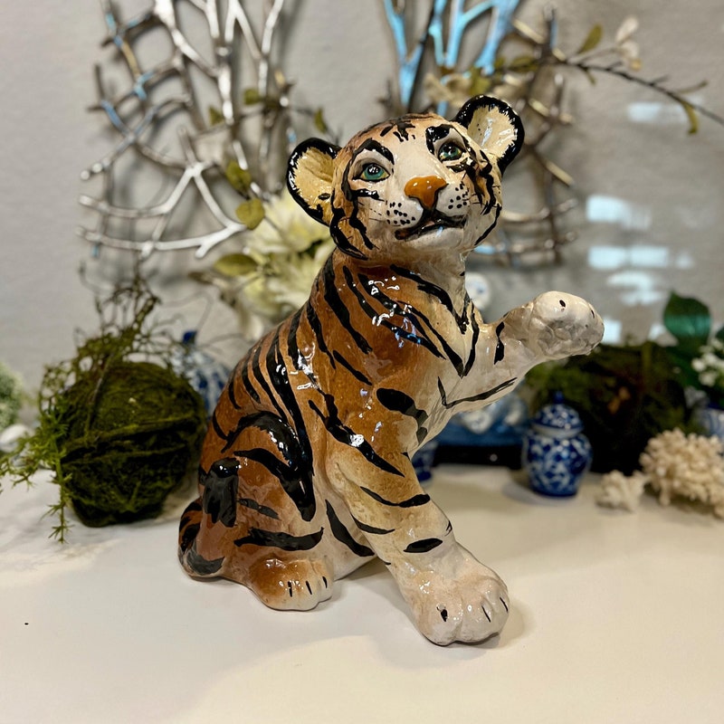 Large Ceramic Tiger Statue - Etsy