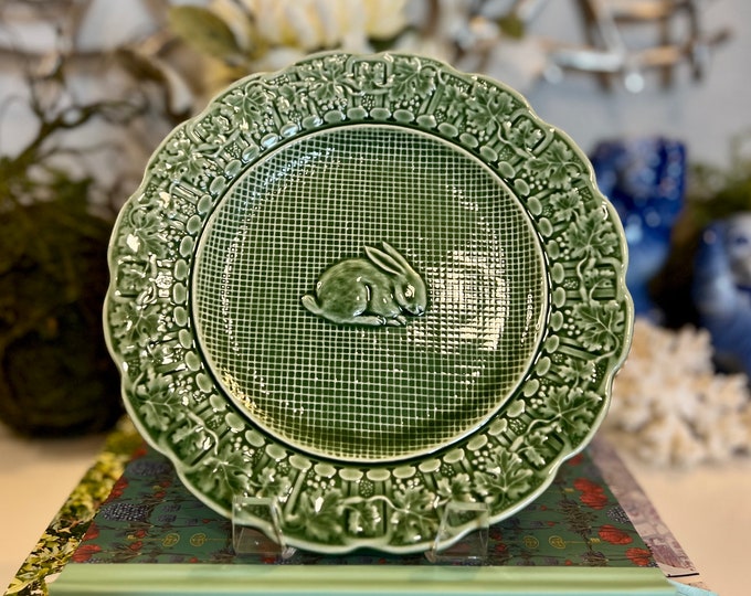 Bordallo Pinheiro Portugal Majolica Green Rabbit Plate - Etsy