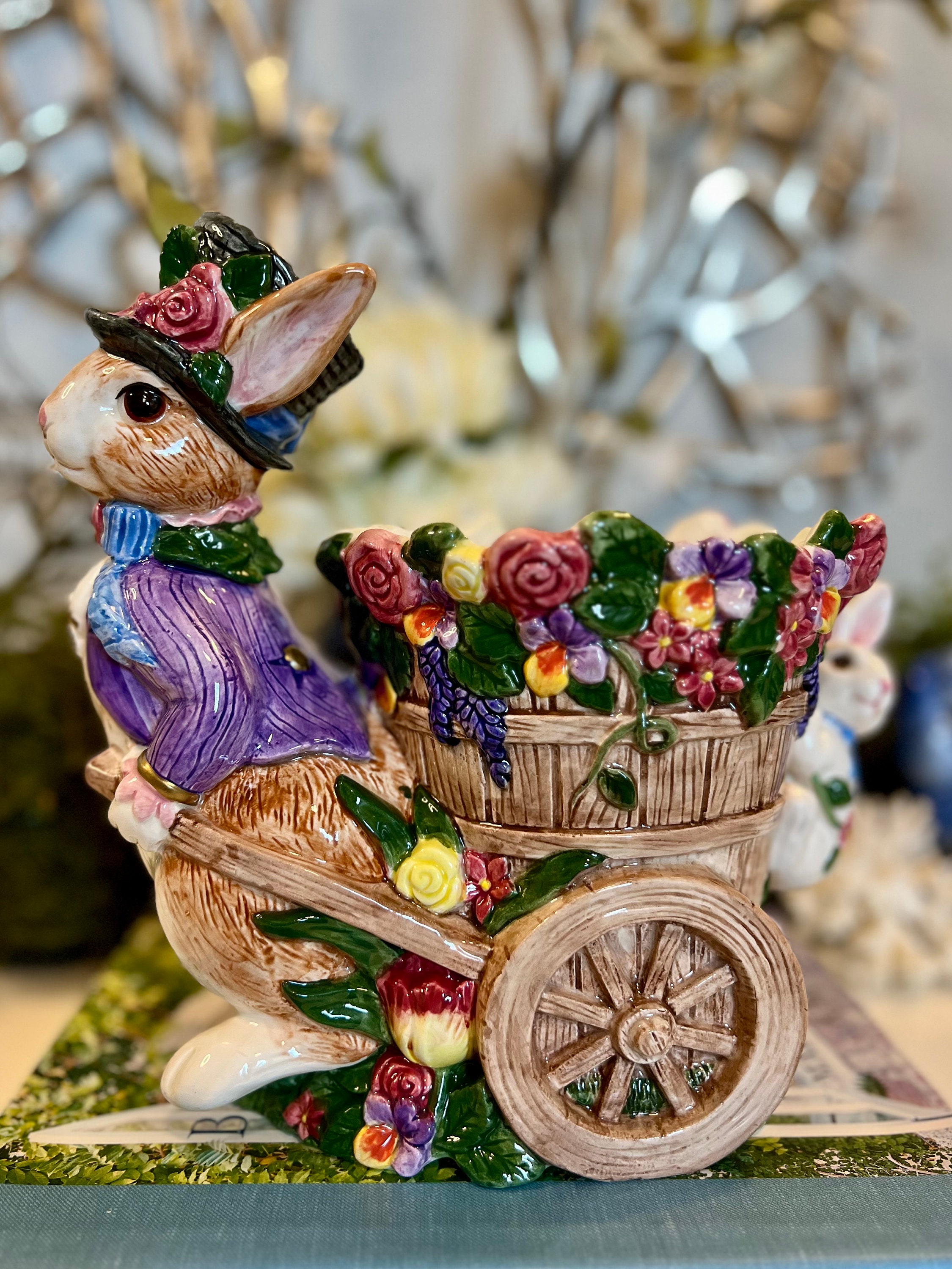 Fitz and Floyd Mayfair Bunny With Cart Planter / Vase - Etsy