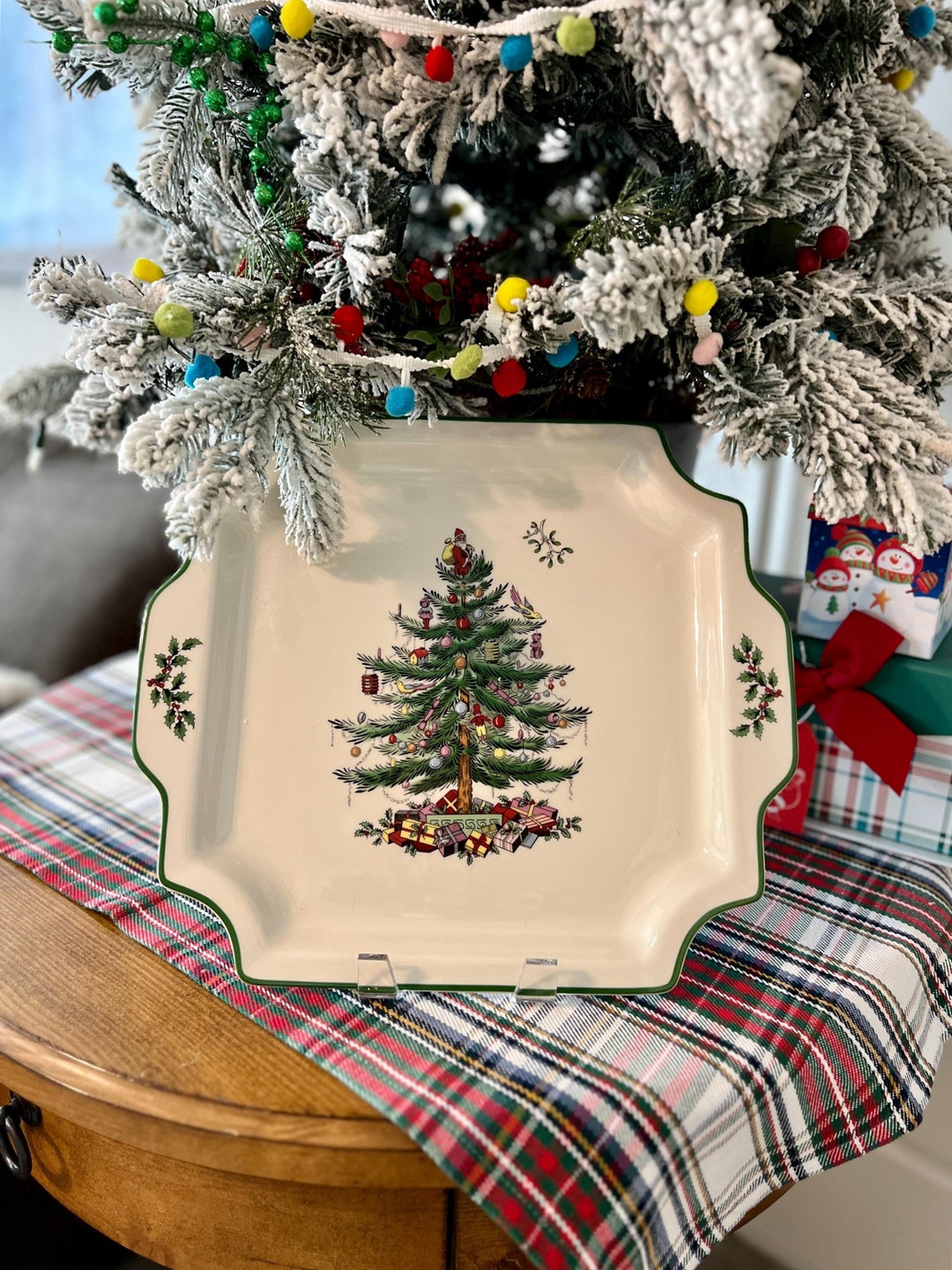 Spode Christmas Tree Square Handled Platter - Etsy