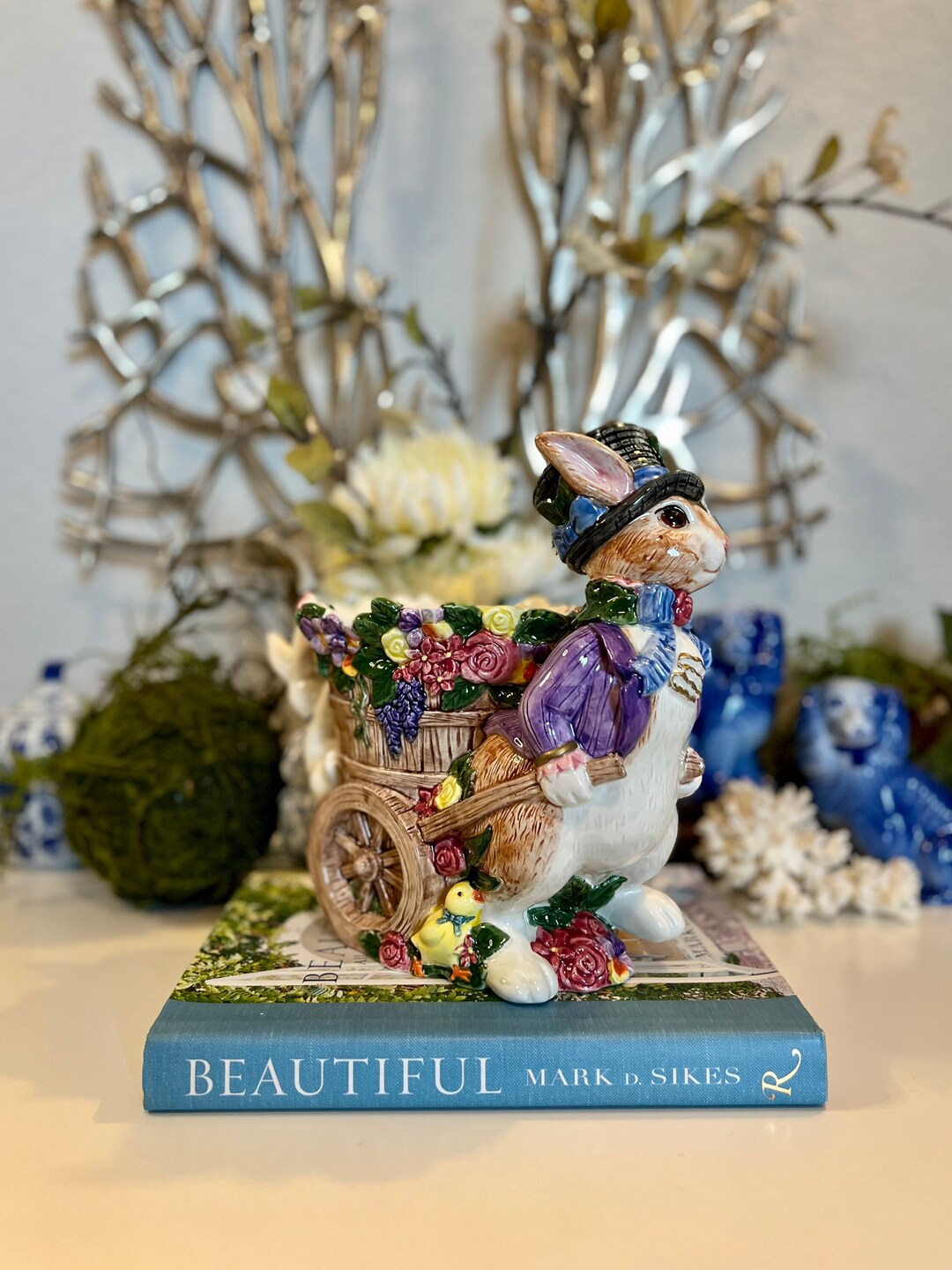 Fitz and Floyd Mayfair Bunny With Cart Planter / Vase - Etsy