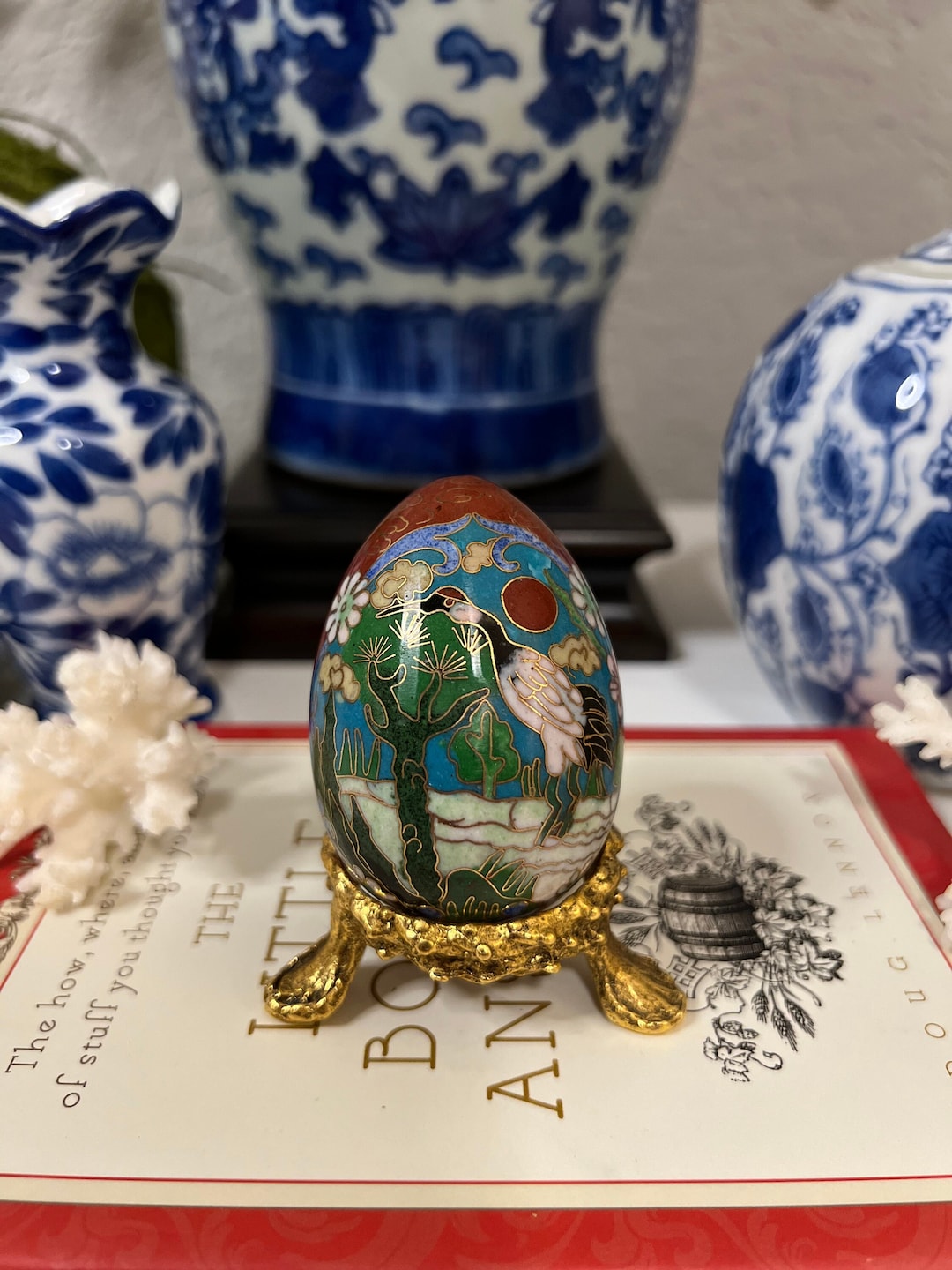 Cloisonne Egg With Bird in Flight Scene - Etsy