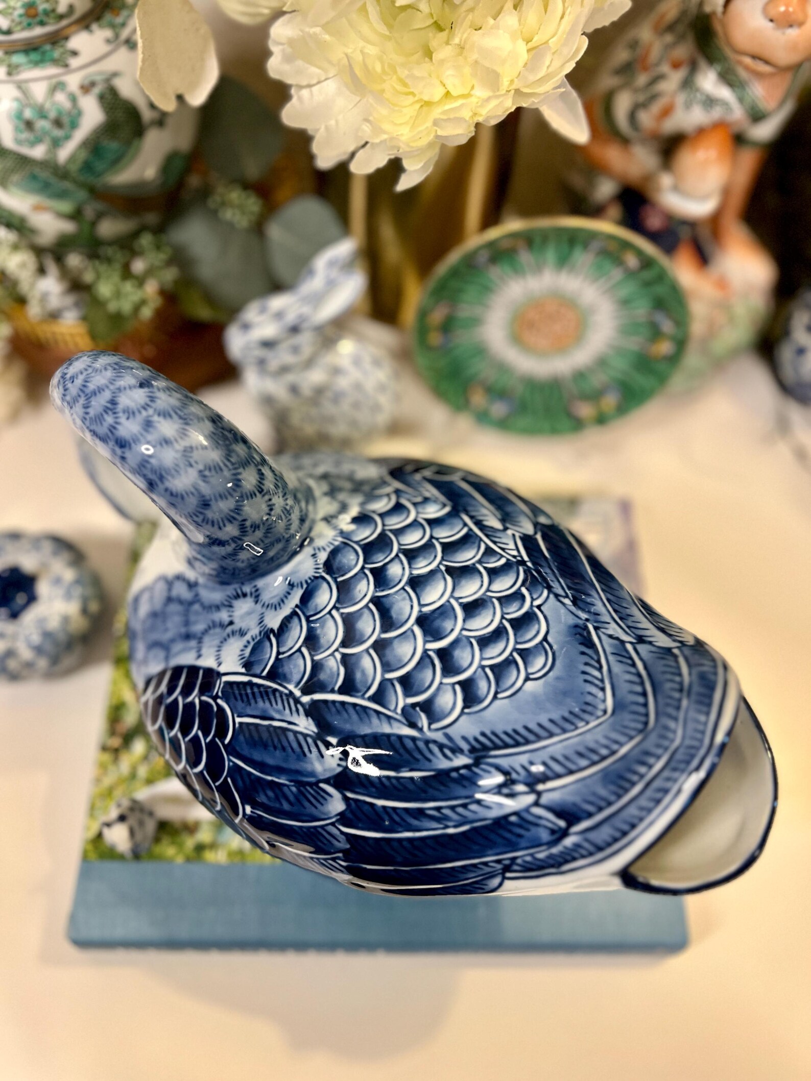 Blue and White Chinoiserie Asian Goose Pitcher - Etsy