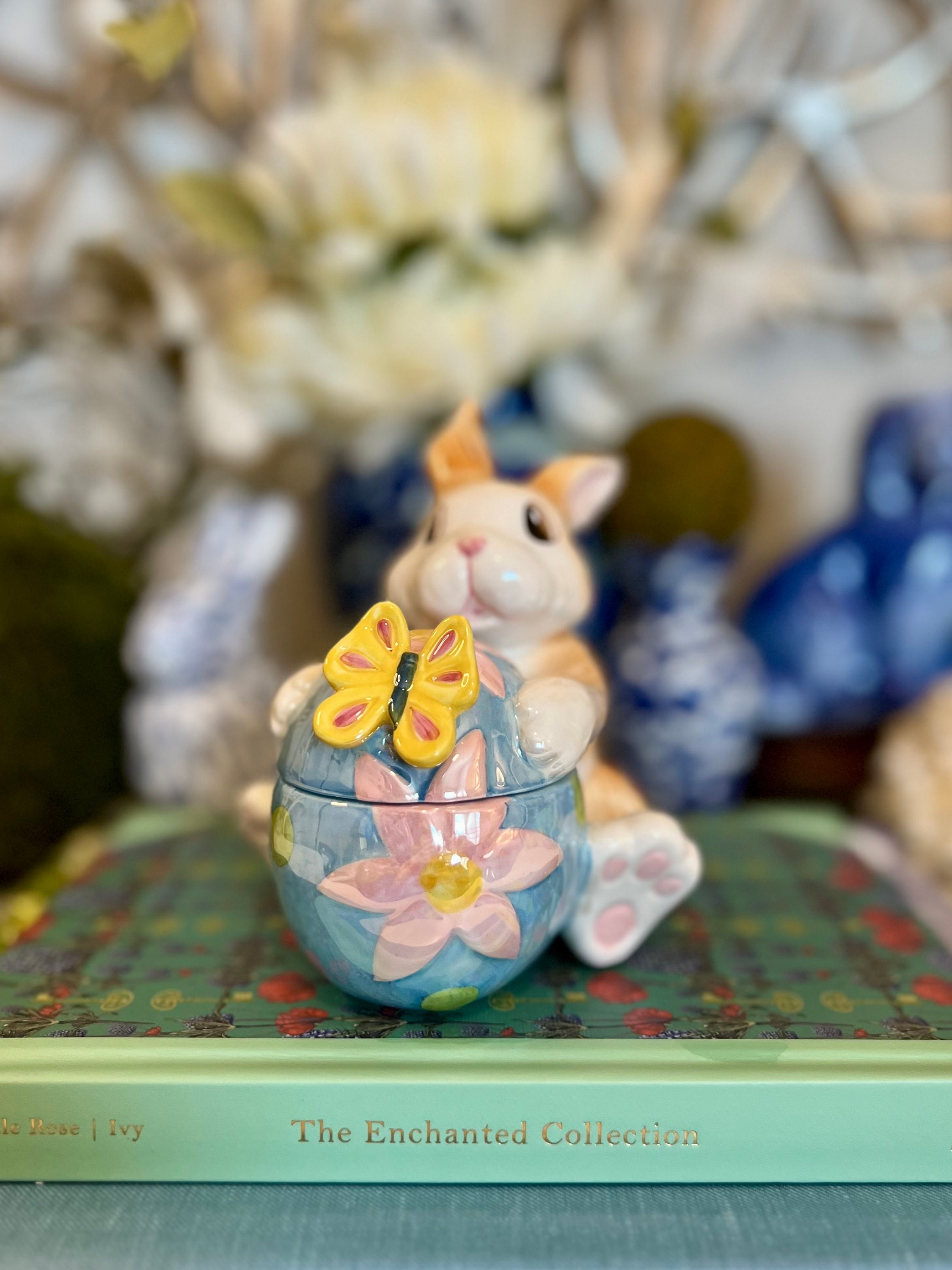 Vintage Fitz and Floyd painting Easter Eggs Bunny Rabbit Lidded Dish - Etsy