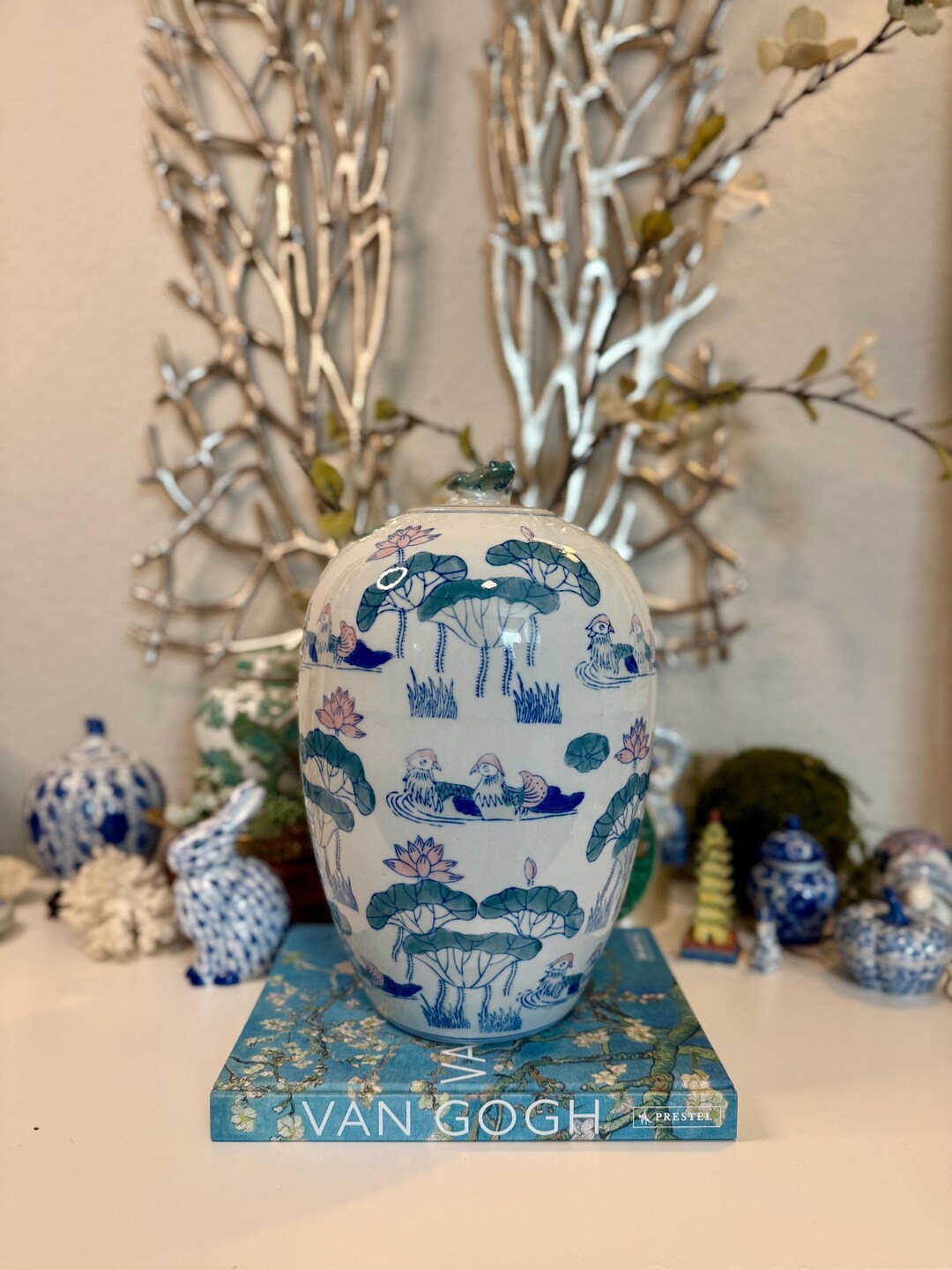Large Frog Topped Lidded Vase - Etsy