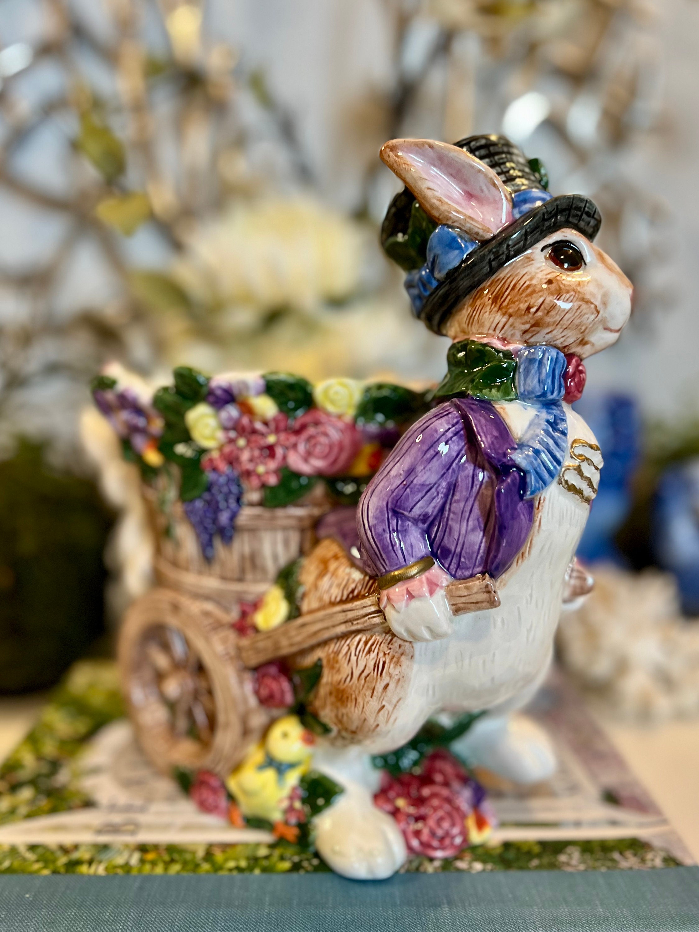 Fitz and Floyd Mayfair Bunny With Cart Planter / Vase - Etsy