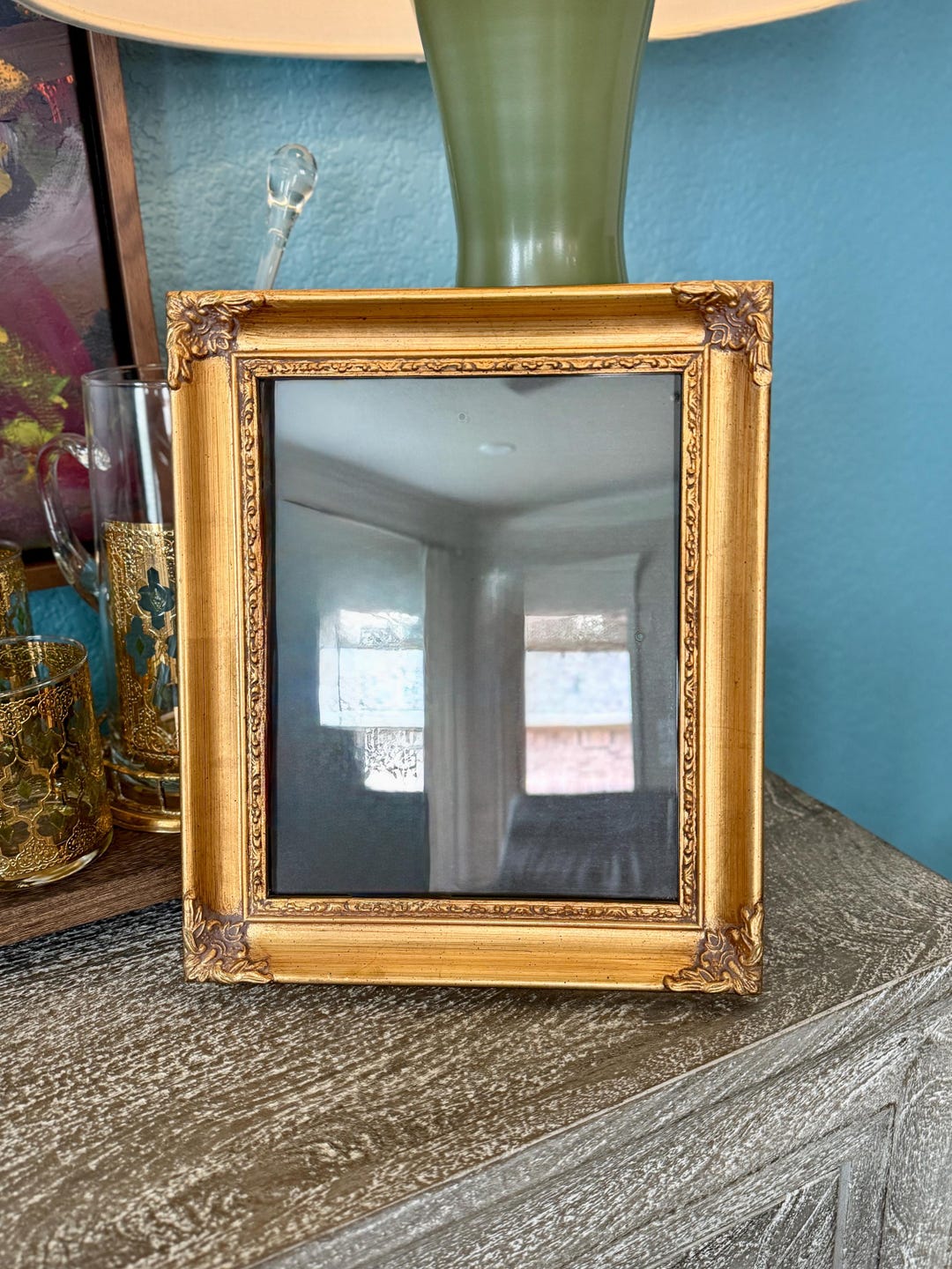 Gold Ornate Rectangle Frame With Glass - Etsy