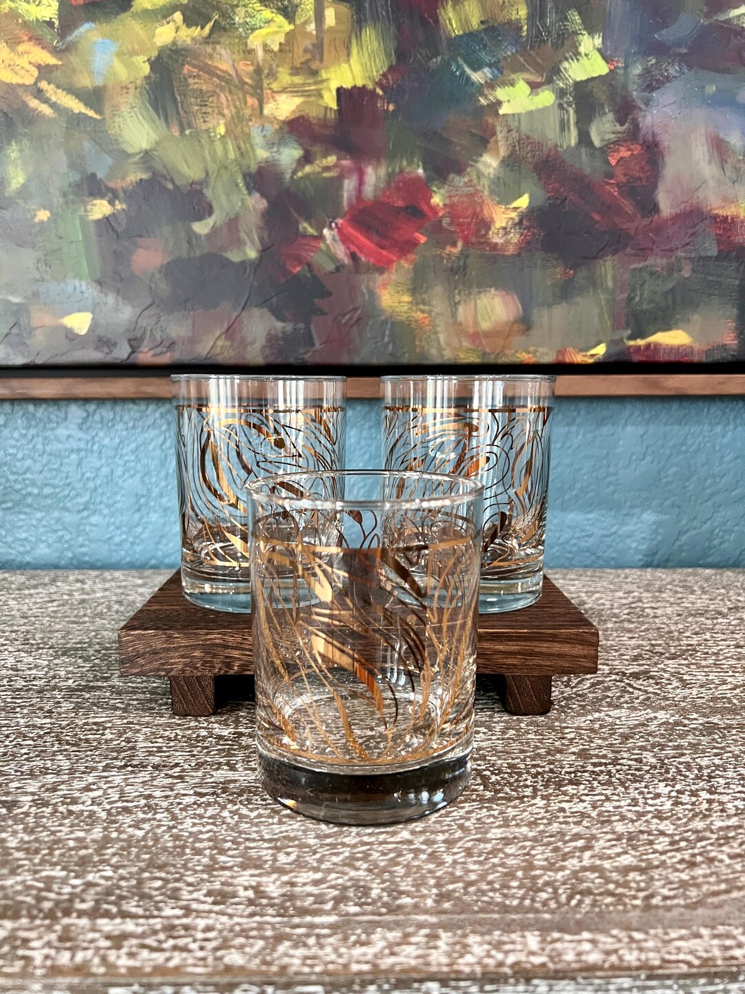 Culver Double Old Fashioned Gold Swirl Cocktail Glasses - Set of 3 - Etsy