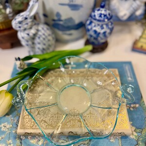 Aqua Blue Glass Koi Fish Handle Ruffled Candy Dish - Etsy