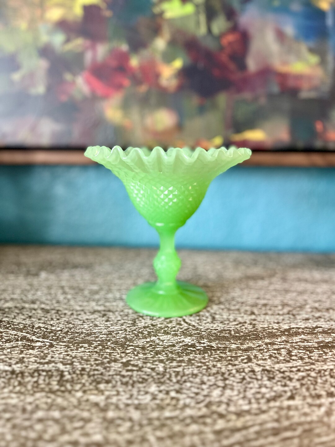 Green Jadeite Glass Pedestal Compote - Etsy