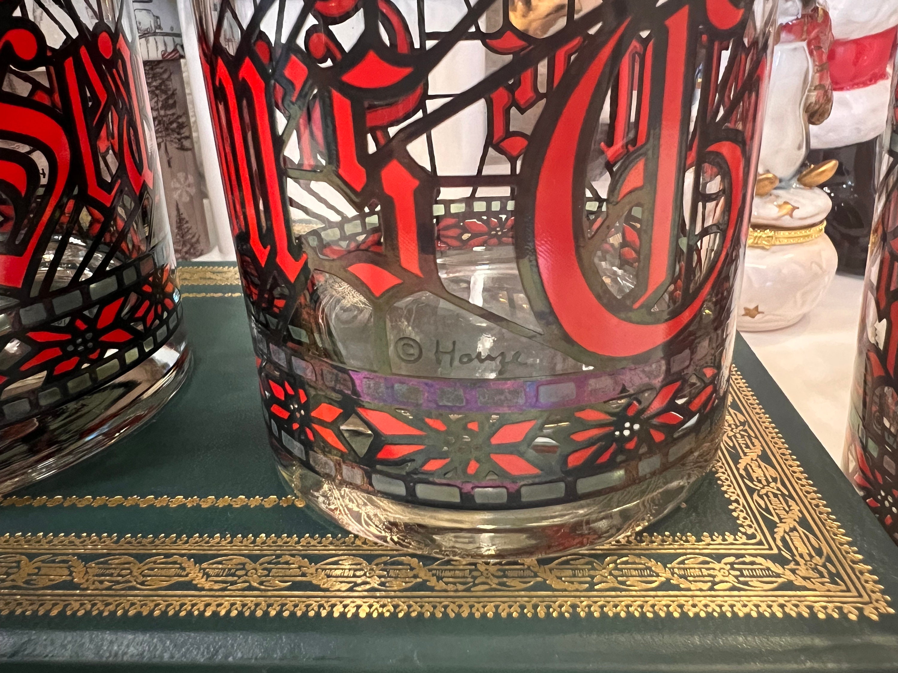 Vintage Houze Red and Blue Stained Glass Season's - Etsy