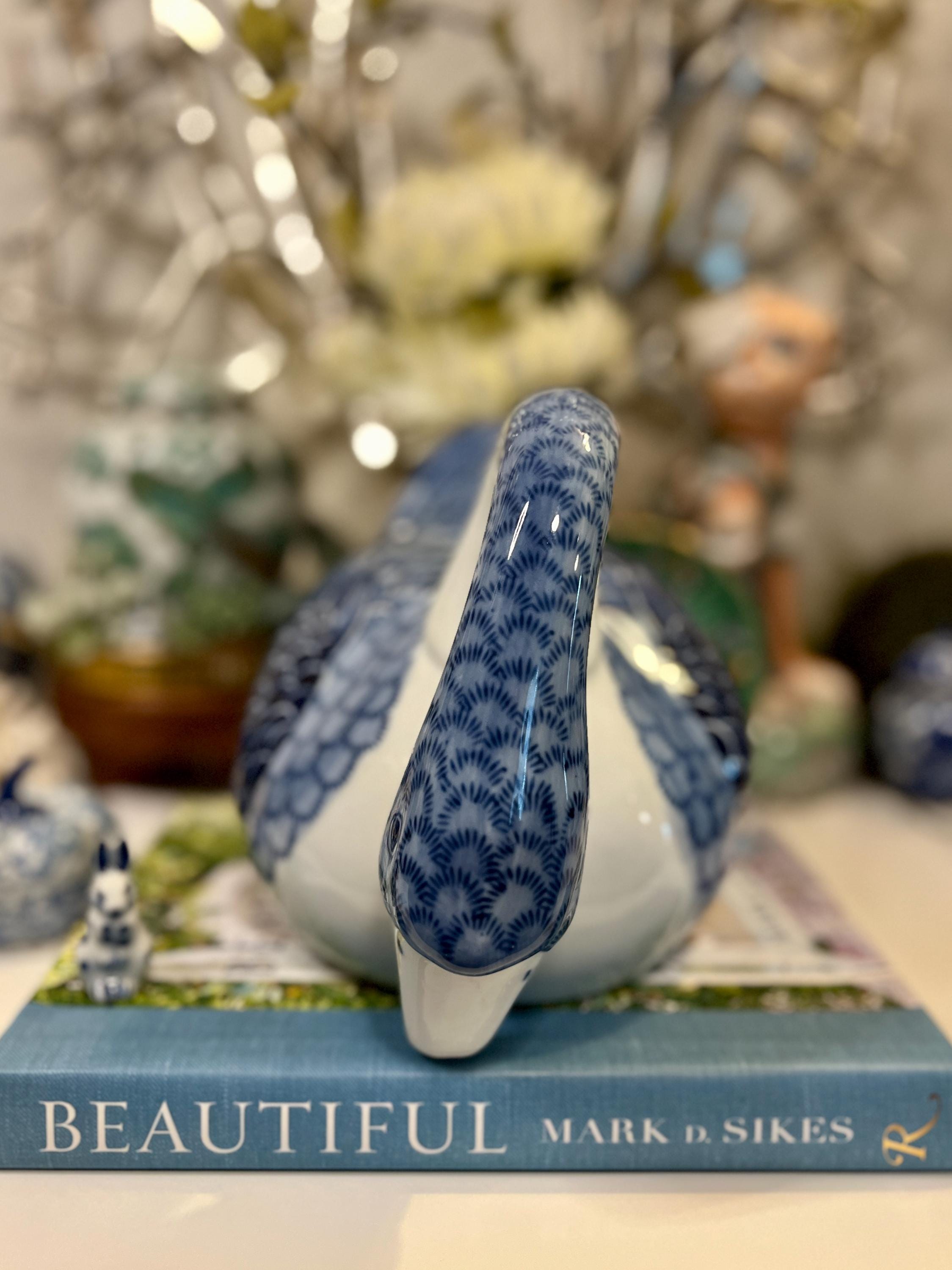 Blue and White Chinoiserie Asian Goose Pitcher - Etsy