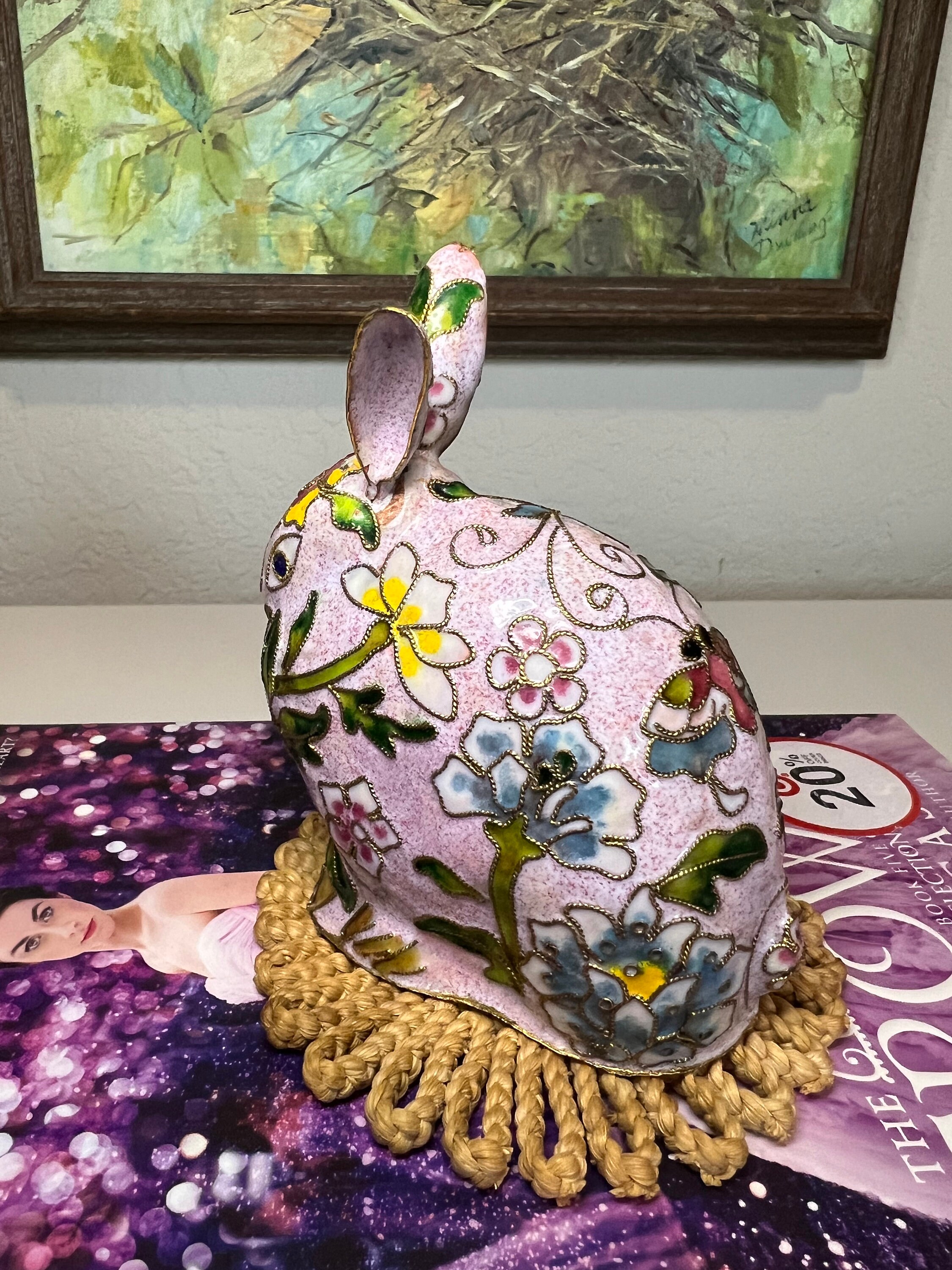 Vintage Cloisonne Pink Bunny Rabbit Figurine - Etsy