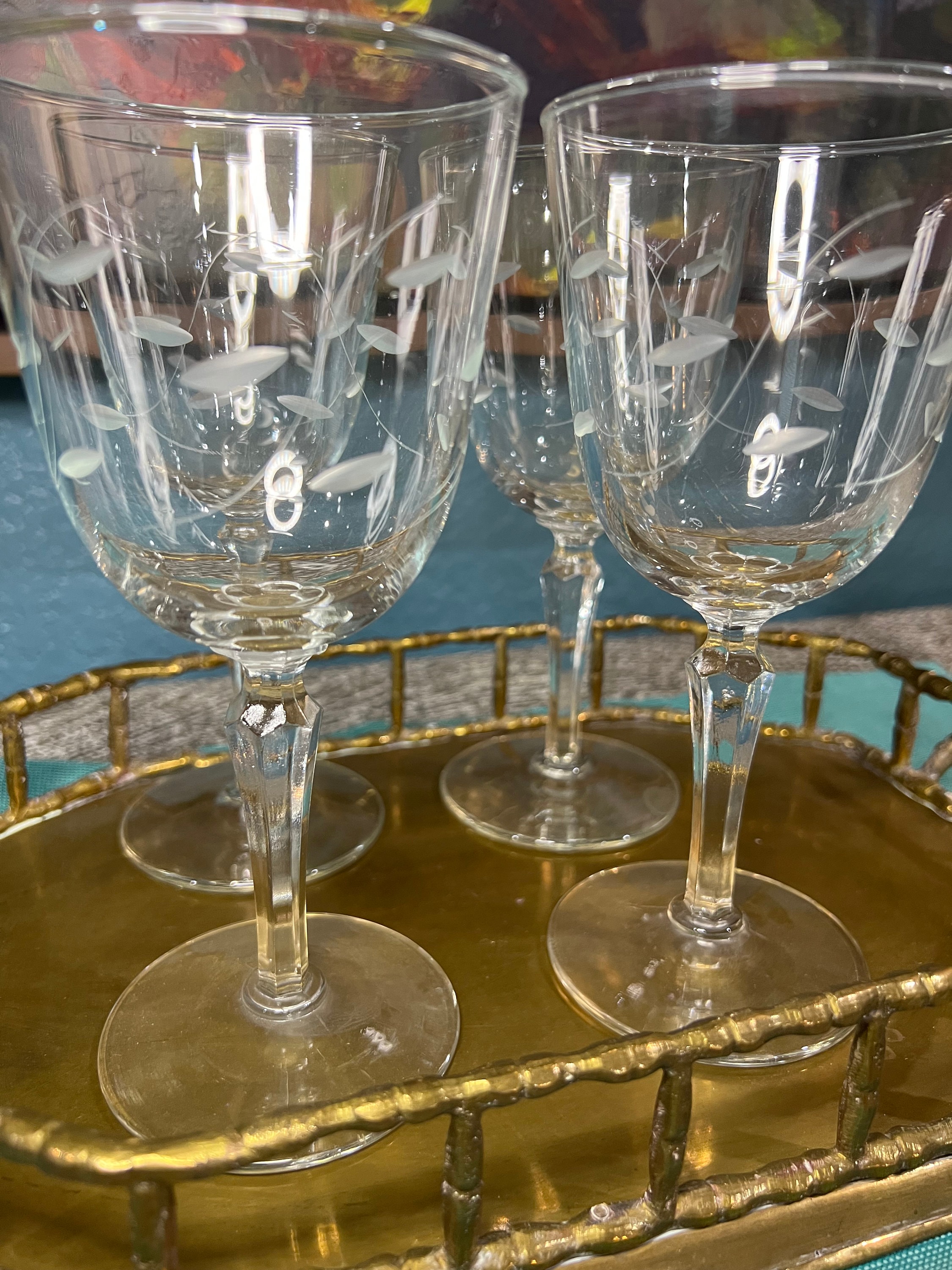 Libbey Windswept Wine Glasses / Water Goblets Vintage Set of 4 - Etsy