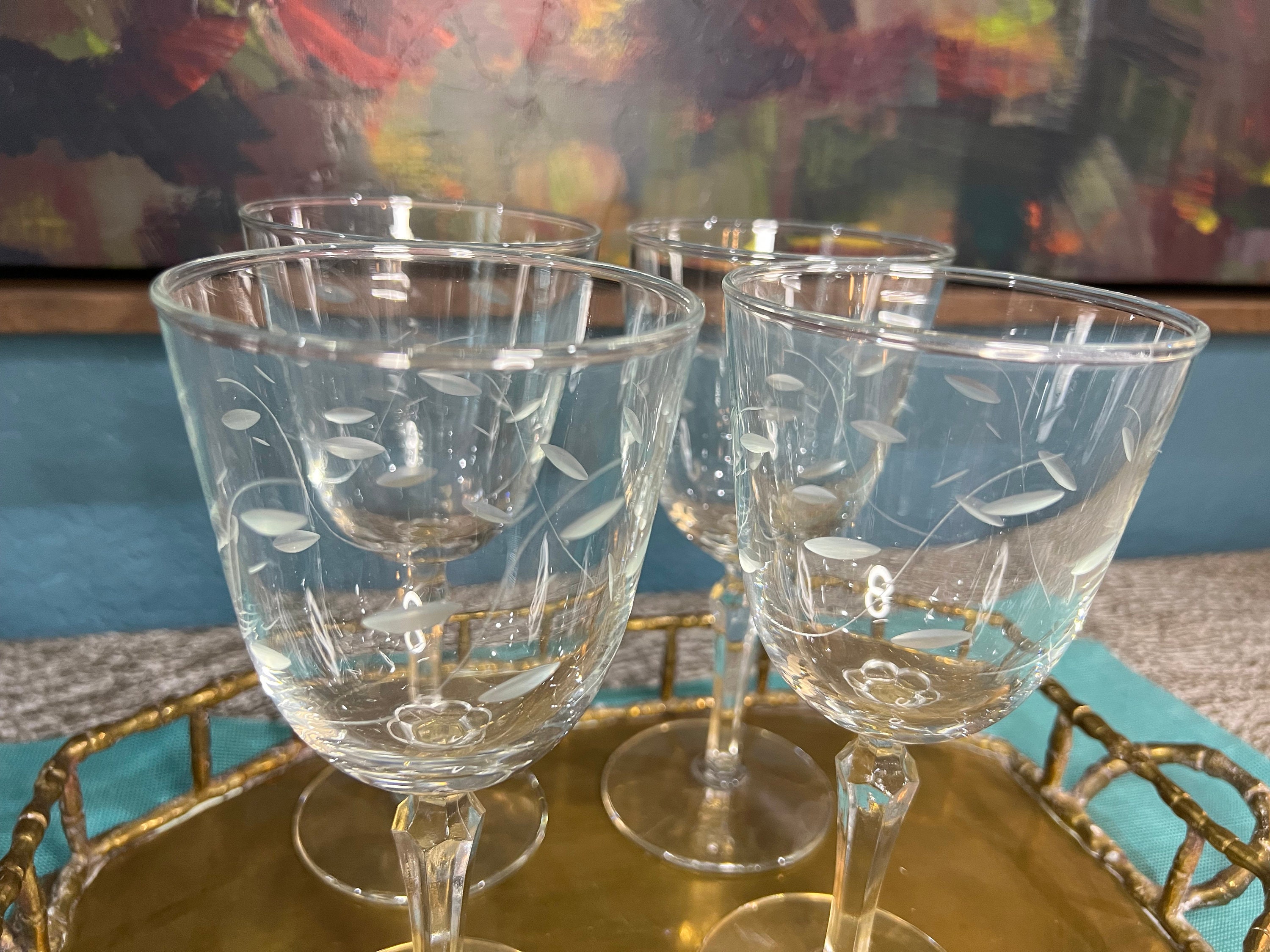 Libbey Windswept Wine Glasses / Water Goblets Vintage Set of 4 - Etsy