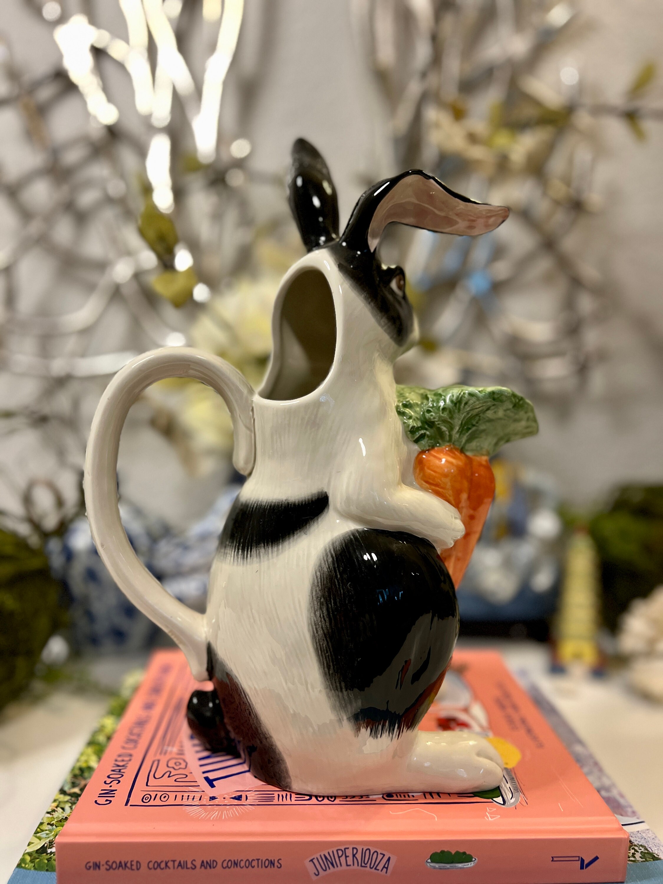 1987 Fitz and Floyd Black and White Kensington Rabbit With Carrots ...