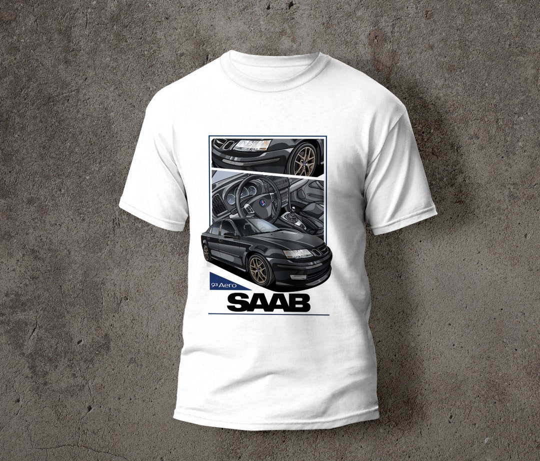 Saab T-shirt Saab 93 Aero Sport Sedan Black Saab T-shirt Classic Sweden ...