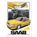 Saab 9000 Turbo Poster Saab Car Wall Poster Yellow Classic Car Poster ...