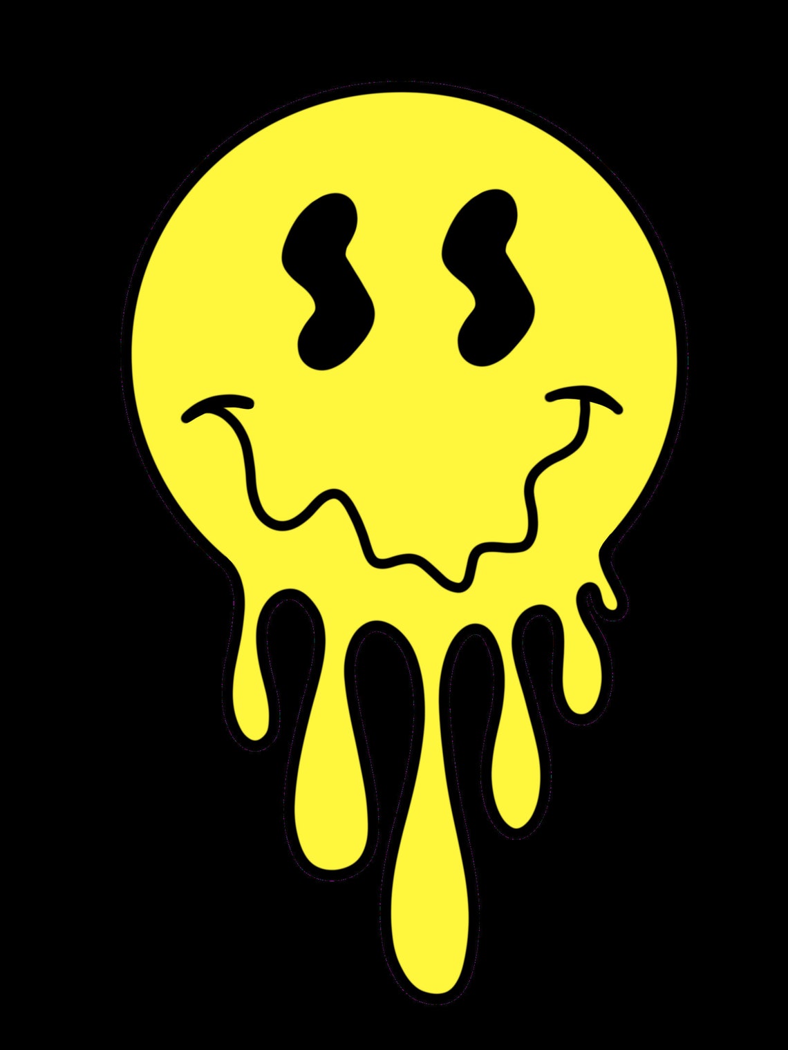 Yellow Smiley Drippy PNG - Etsy