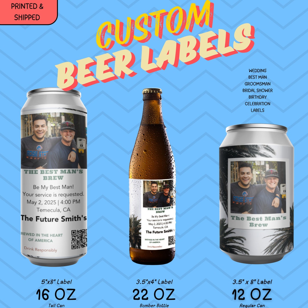 Custom Beer Label - Bachelor Gift - Personalized Beer Can Labels - Beer Labels - Custom Beer ...