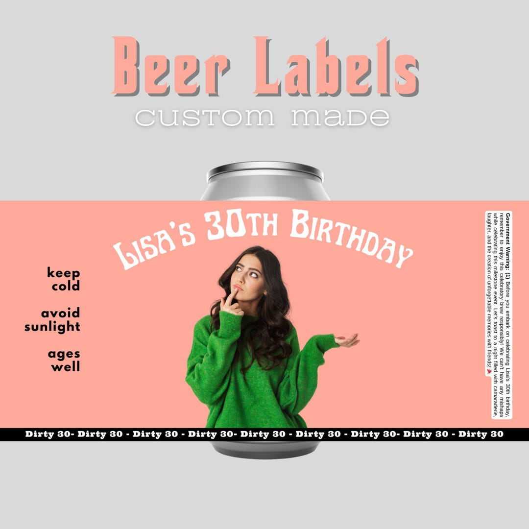 Custom Birthday Party Free Design Support Beer Can Labels Personalized ...
