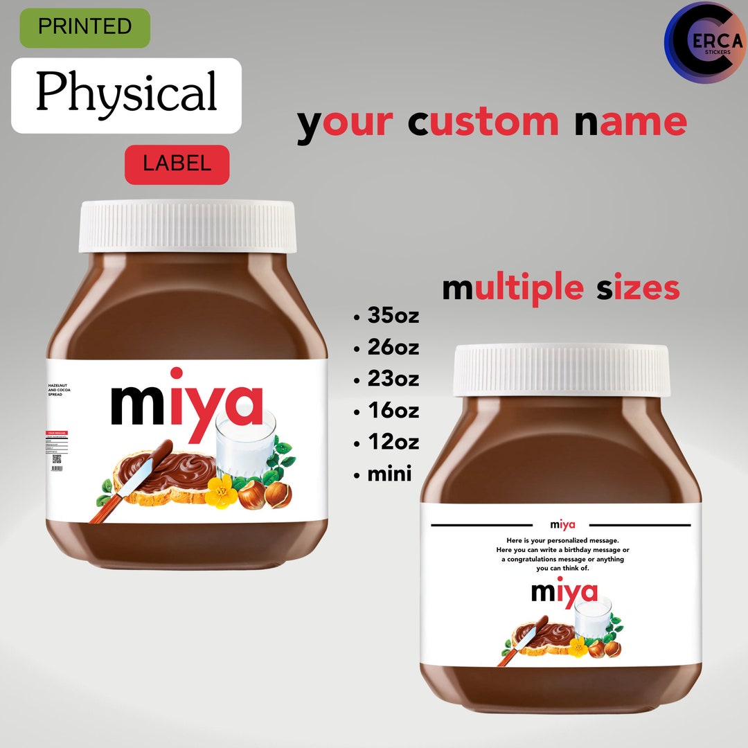 Printed Nutella Label 2 Labels Included Nutella Personalized ...