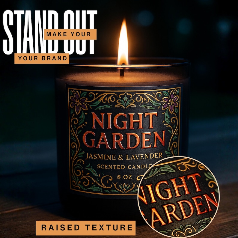 Custom Waterproof Raised Candle Labels – Embossed 3D Logo Stickers ...