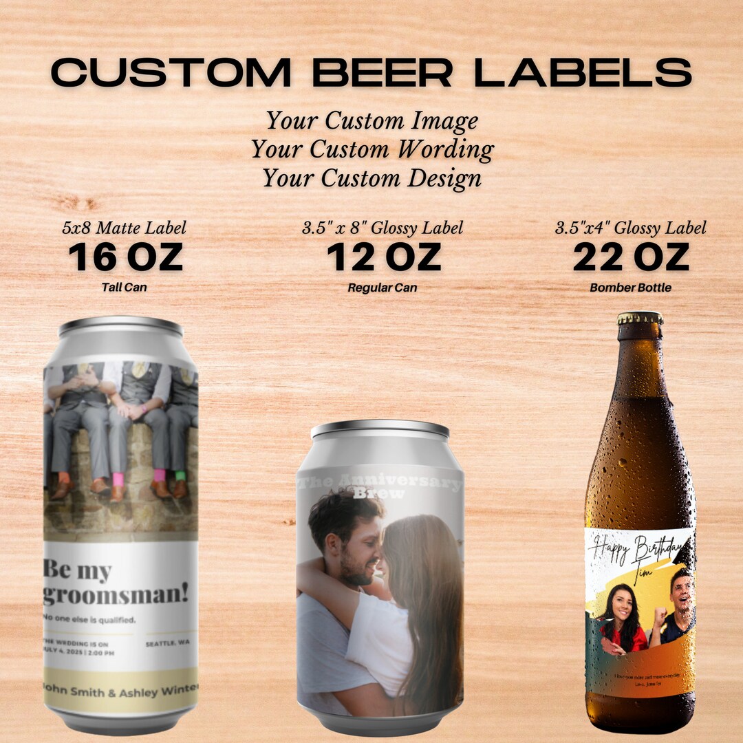 Beer Can Labels - Bachelor Gift Ideas - Custom Beer Cans - Photo Beer Label - Personalized Beer ...