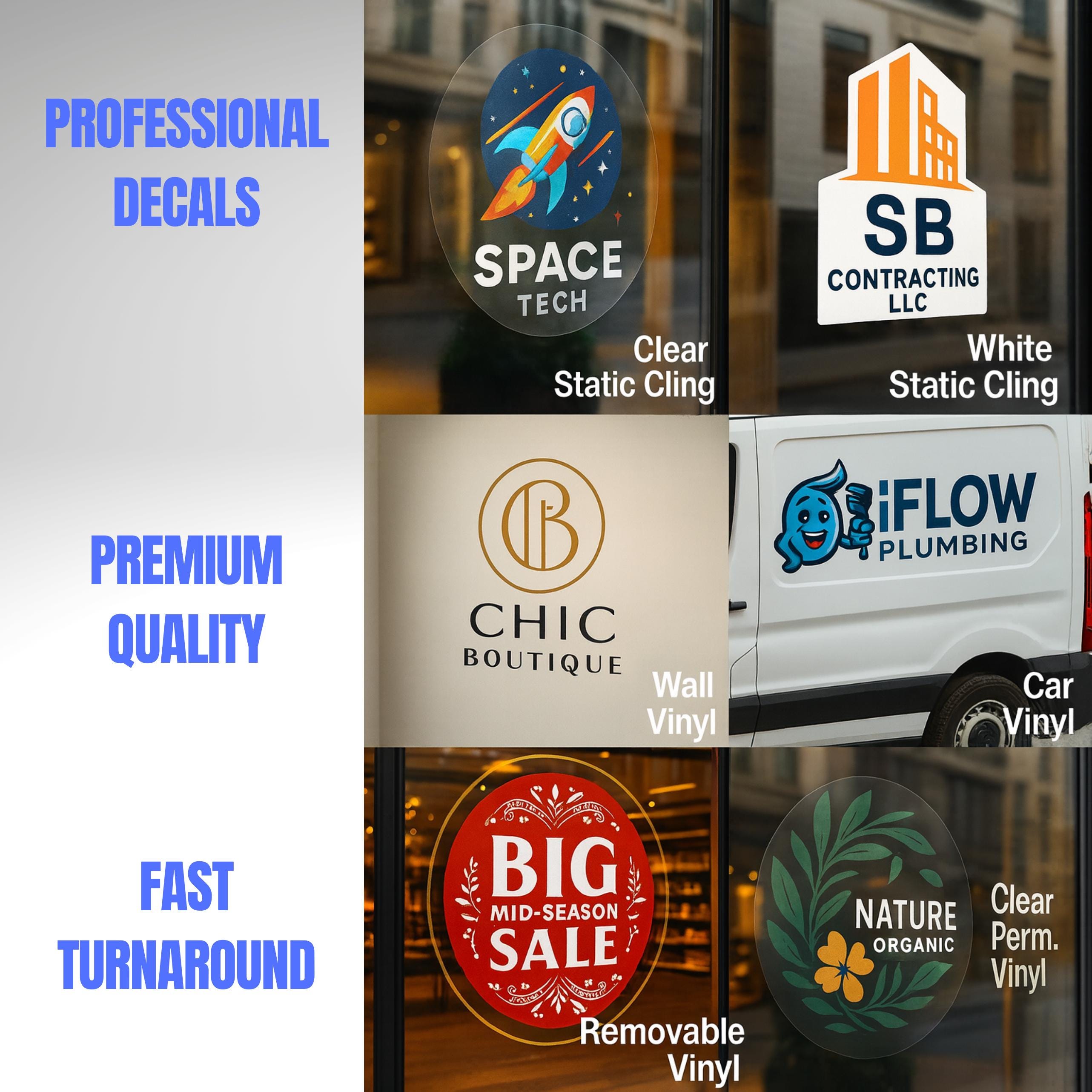 Custom Vinyl Decals, Window Clings, Storefront Signs - Etsy