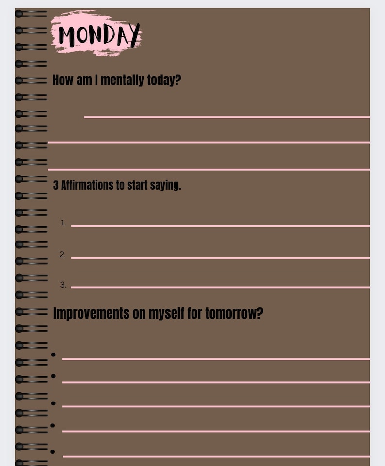 Daily Diary, Instant Download, Productivity Diary, Printable Diary - Etsy