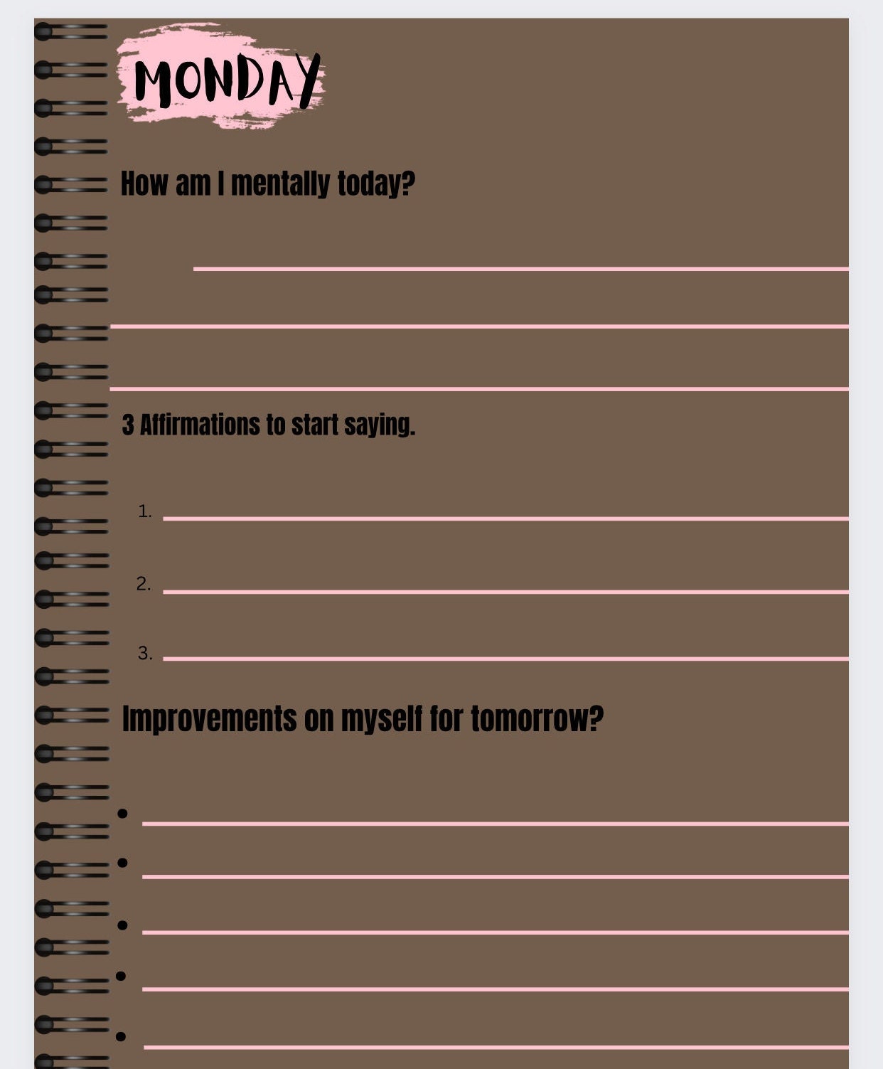 Daily Diary, Instant Download, Productivity Diary, Printable Diary - Etsy