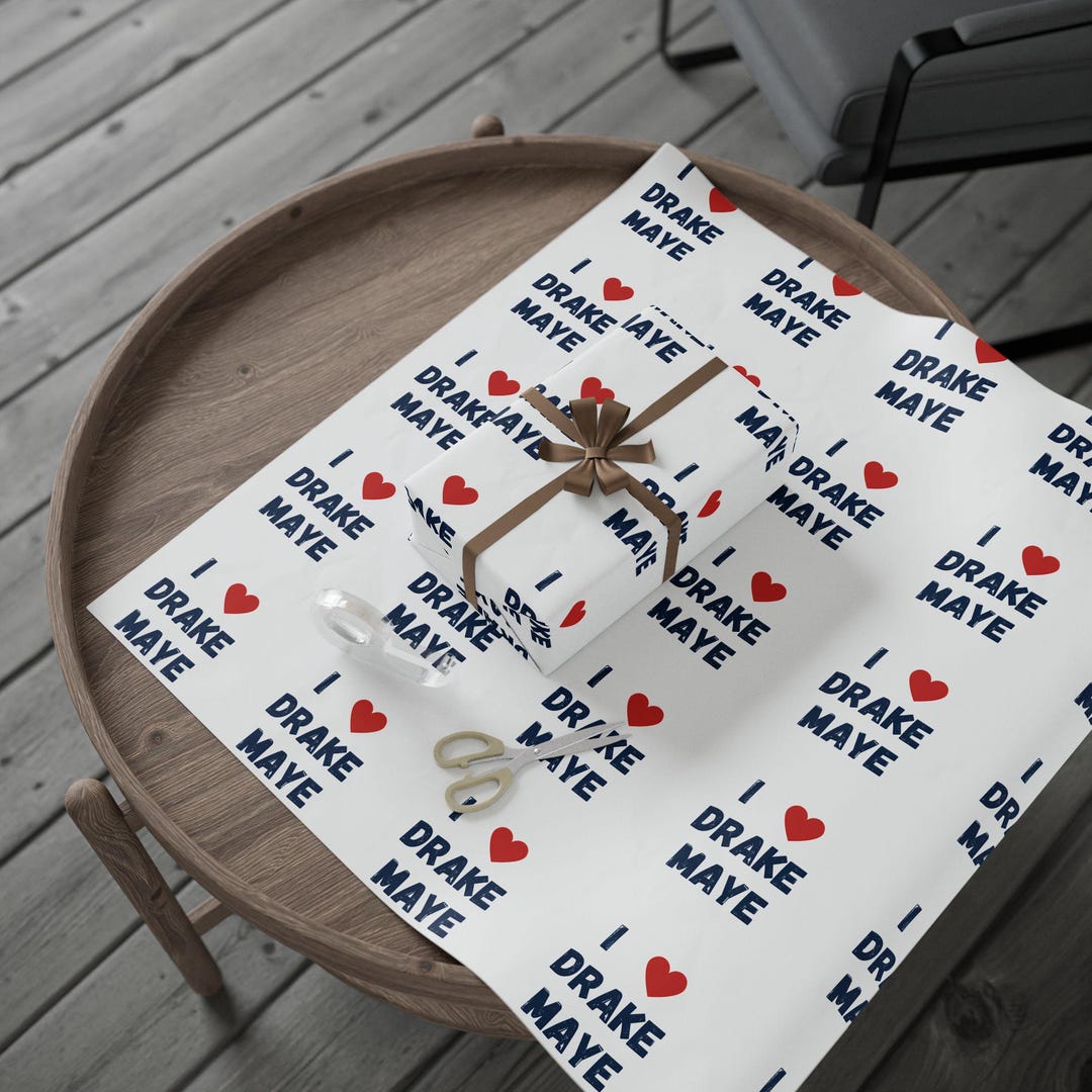 I Love Drake Maye Wrapping Paper New England Patriots Fan Gift Wrap - Etsy