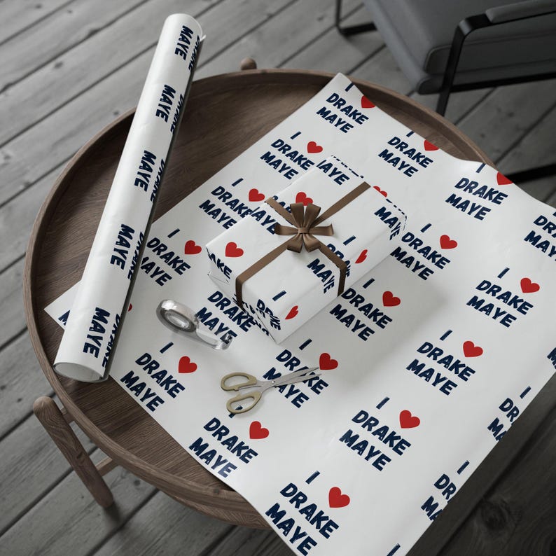 I Love Drake Maye Wrapping Paper New England Patriots Fan Gift Wrap - Etsy