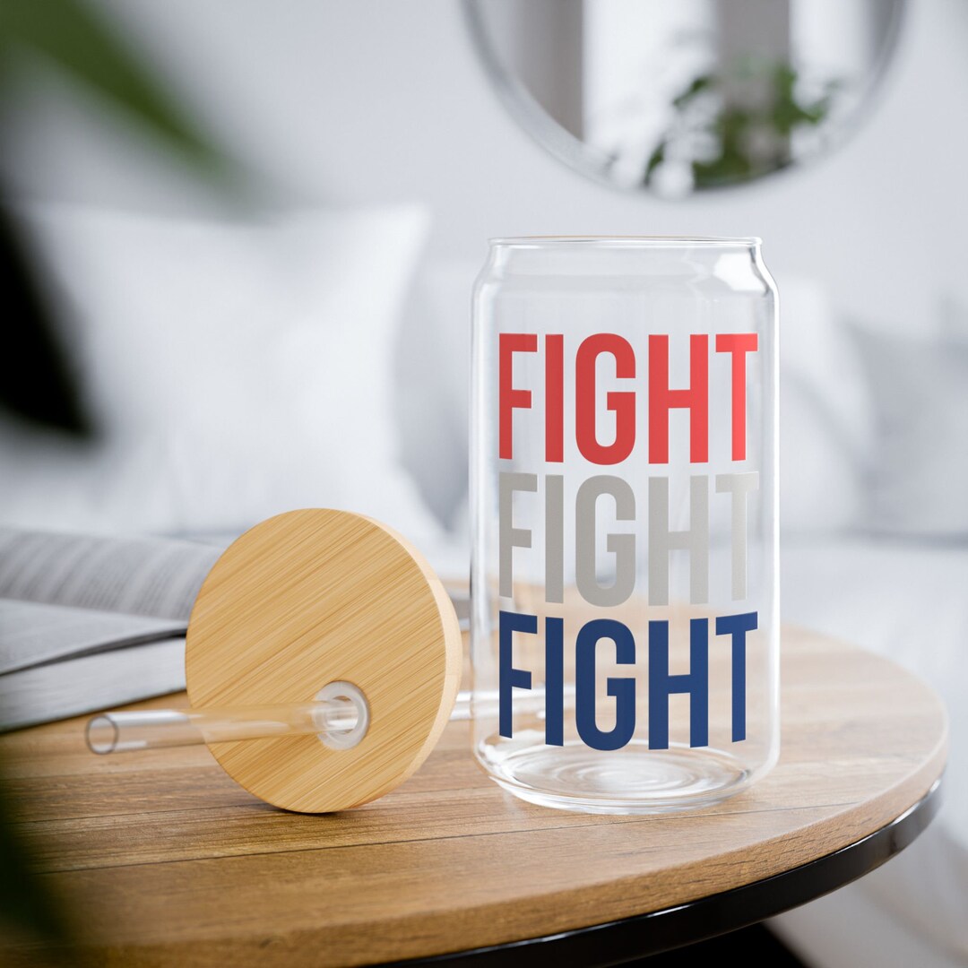 Fight Fight Fight Glass, Trump 2024 Glass With Straw, Republican Gift ...