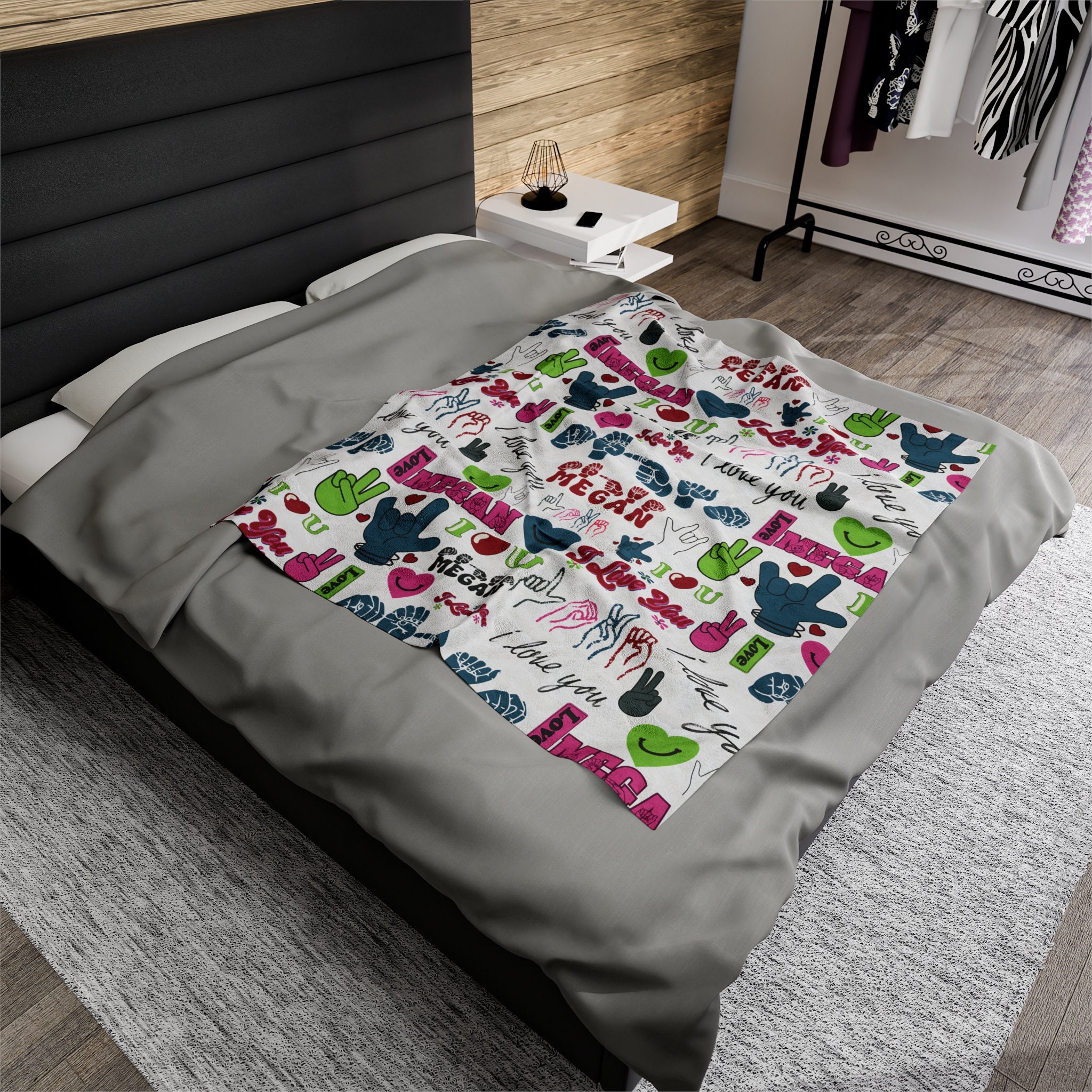 Asl Blanket, Plush Asl Name Blanket, Personalized Blanket, I Love You ...