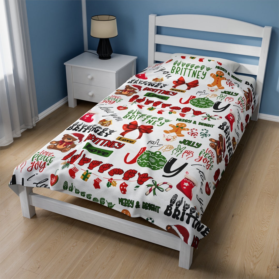 Christmas Asl Blanket, Plush Asl Name Blanket, Personalized Daycare ...