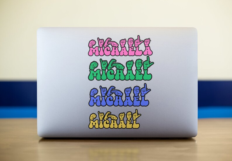 Asl Name Stickers, Custom Sign Language Handspelled Decal, Personalized ...