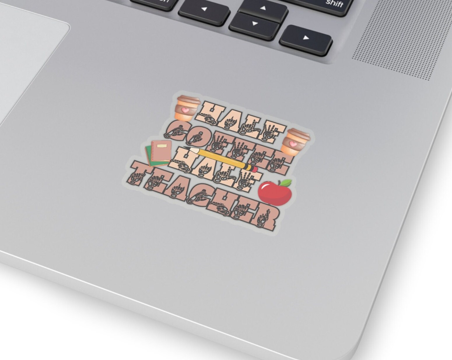 Asl Stickers, Half Teacher Half Coffee Sticker, Coffee Lovers, Asl ...
