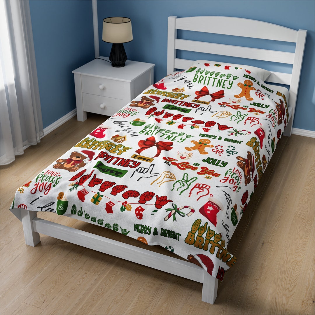 Personalized Christmas ASL Plush Blanket, Holiday Decor - Etsy