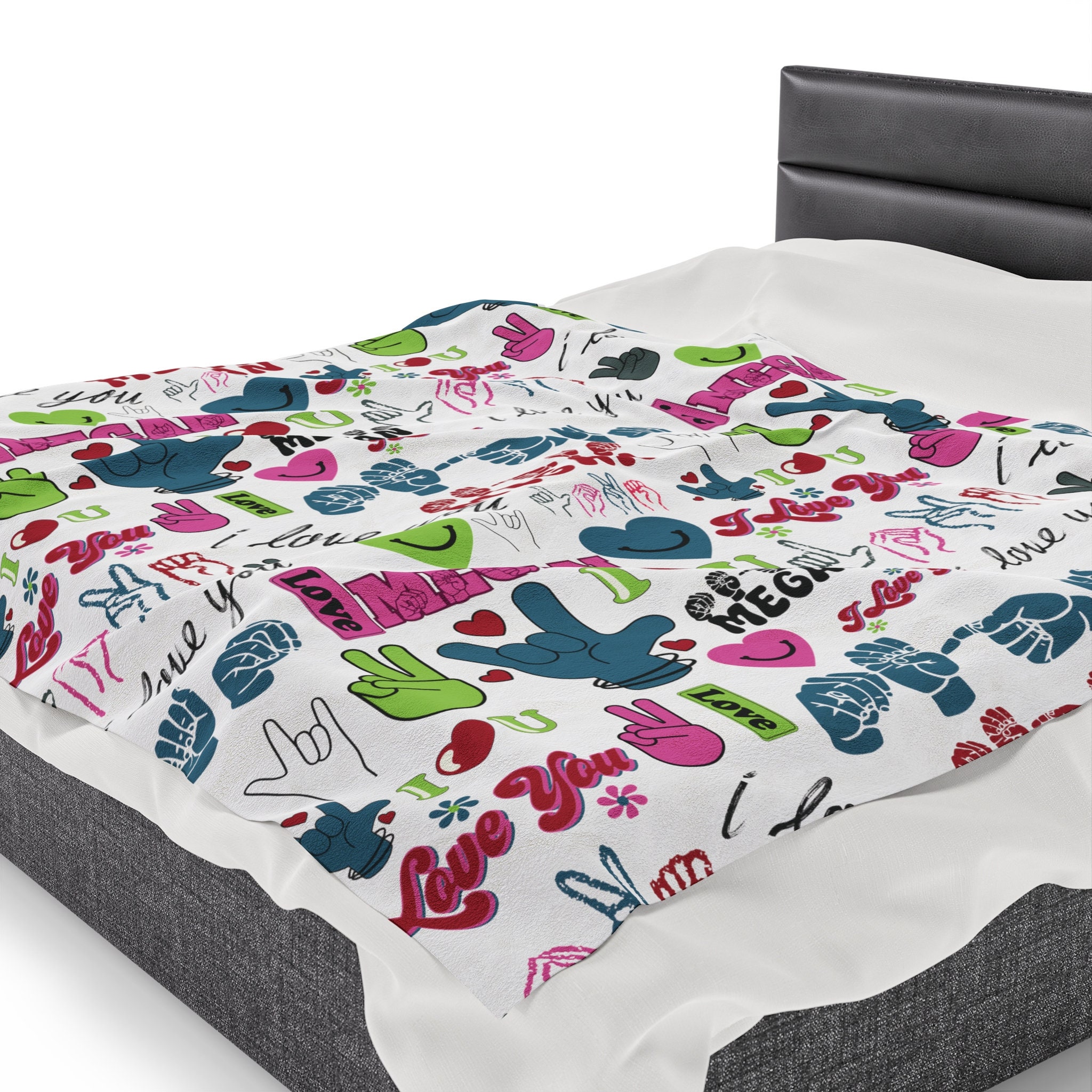 Asl Blanket, Plush Asl Name Blanket, Personalized Blanket, I Love You ...