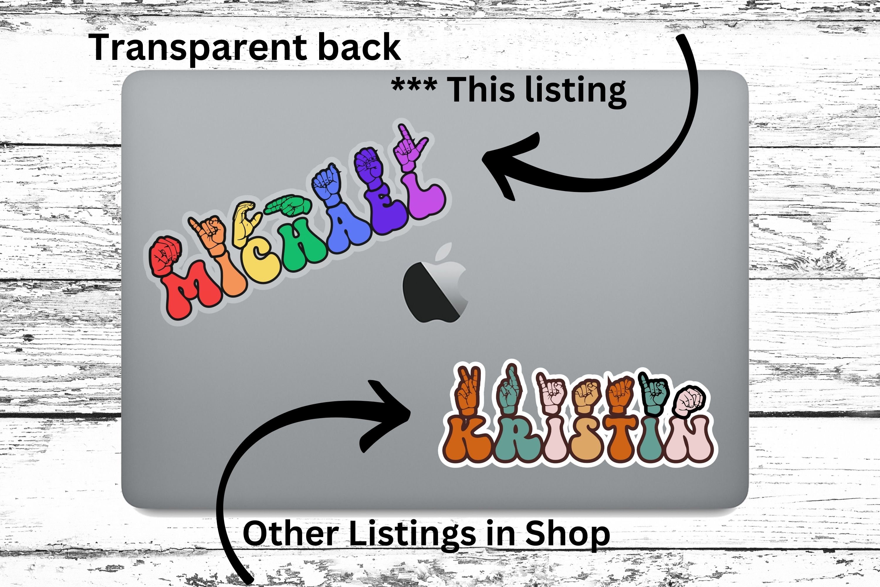 Asl Name Stickers With Primary Colors, Custom Sign Language Teacher ...