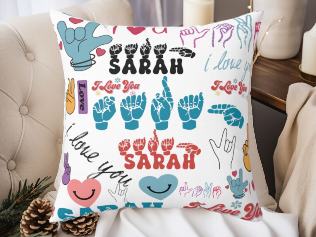 Custom ASL I Love You Pillow, Personalized Name, Interpreter Gift - Etsy UK