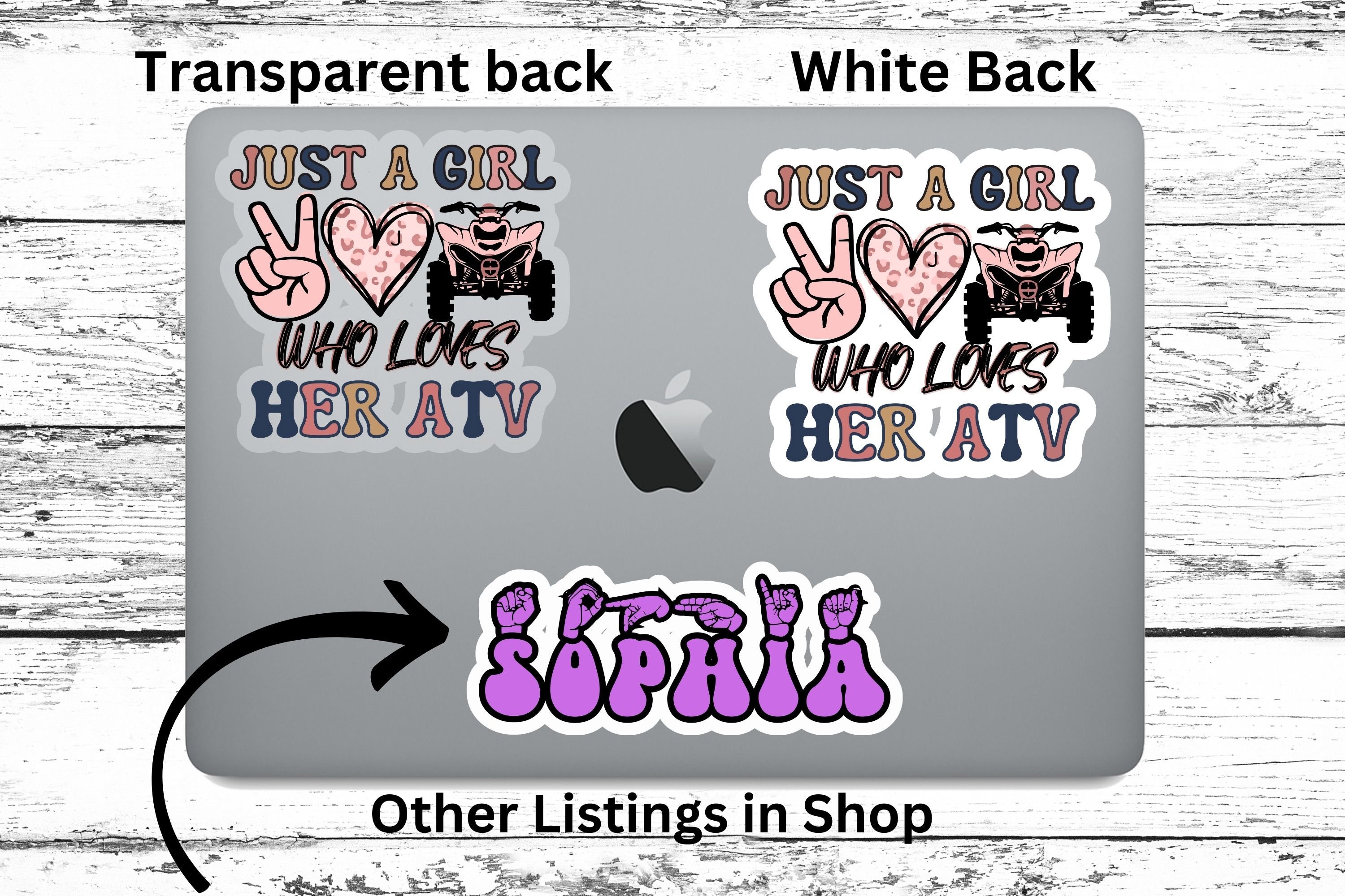 ATV Girl Stickers, Just A Girl Who Loves Her ATV, Four Wheeler Women's ...