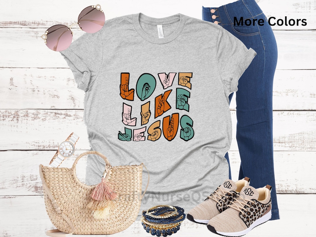 ASL Tshirt, Jesus American Sign Language Shirt, ASL Gift for Mom, Asl ...