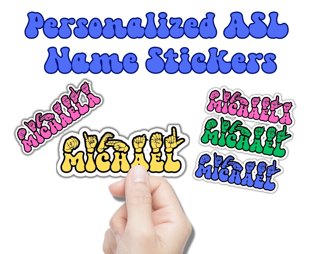 Asl Name Stickers, Minimalist Asl Stickers, Personalized Asl Sticker ...
