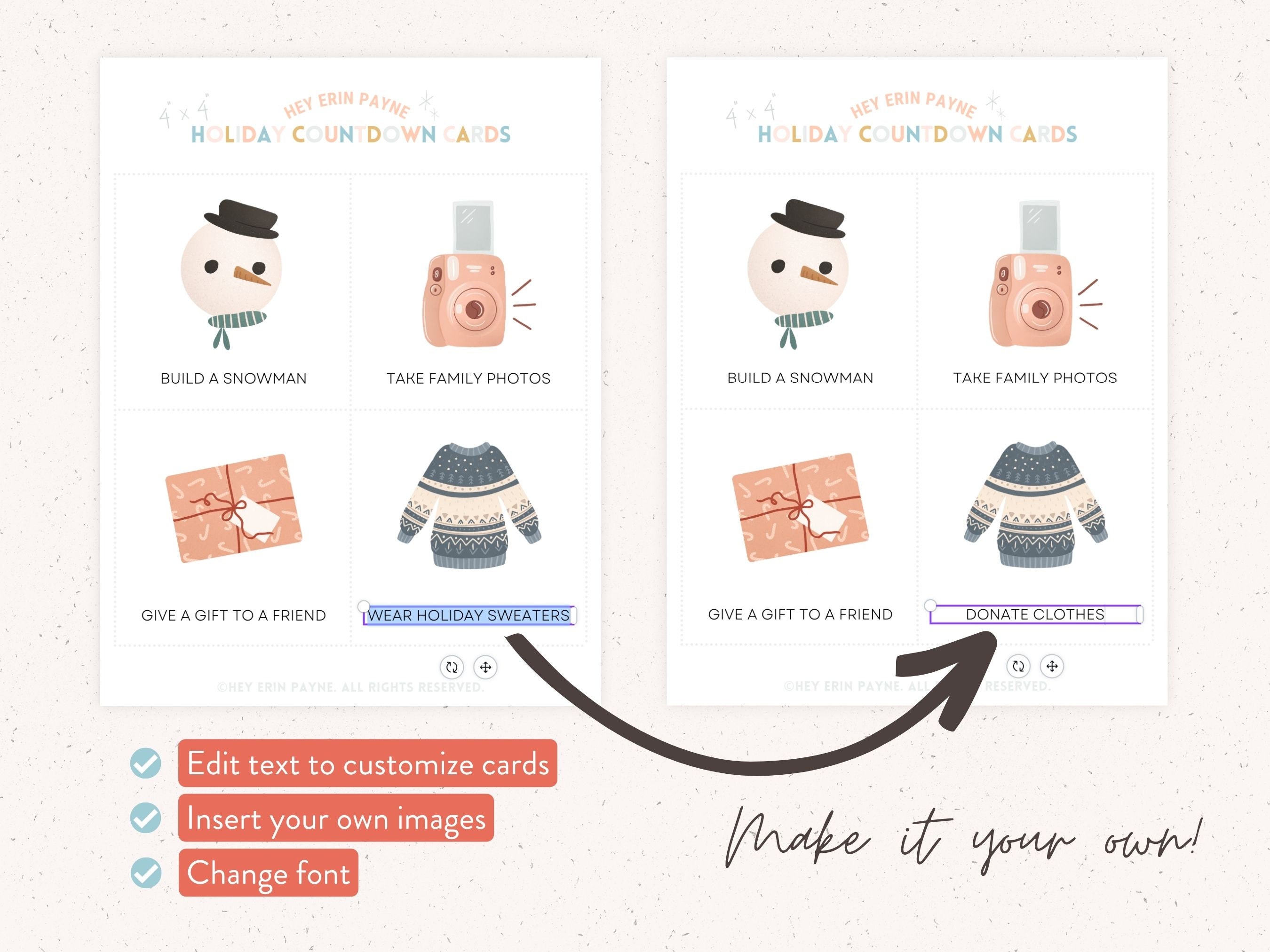 Printable Advent Calendar Cards, Advent Calendar Fillers for Kids ...